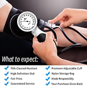 LUANERL Manual Blood Pressure Cuff Adult 9”-21” Inches (22-53CM) (Large/XL)- Aneroid Sphygmomanometer -Extra Large with Integrated Bulb, Dial and Air Valve, Comfort Cuff | for Clinical or Home Use
