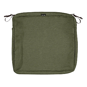 Classic Accessories Montlake Water-Resistant 21 x 19 x 3 Inch Rectangle Outdoor Seat Cushion Slip Cover, Patio Furniture Chair Cushion Cover, Heather Fern Green, Patio Furniture Cushion Covers