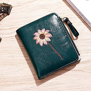 AOXONEL Girls Wallet Small Bifold Womens Wallets Rfid,Compact Female Cute Mini Zipper Coin Card Purse for Teen Girl Kids (Green)