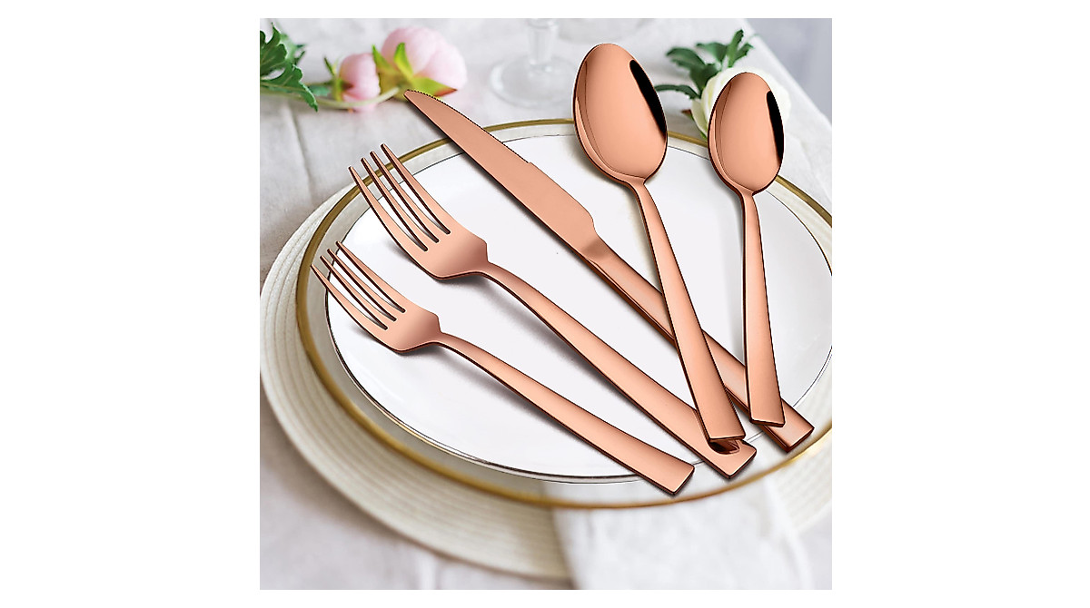 Homikit 46-Piece Copper Flatware Set for 8 - Elegant & Durable