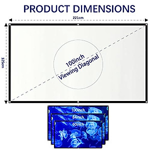 100 inch Projector Screen Portable Projector Screen Outdoor- Small Movie Projector Screens 16:9 HD 4K Foldable and Mini Video Projector Screen for Travel Walls Mount Backyard Movie Night Parties