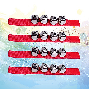 ibasenice Cheerleading Wrist Instrument Decorations Red Kids Band Chain Performance Musical Bell Rattle Jingle Adjustable Toys Bells Ankle Rhythm Bracelets Kid Foot Dance Ring Adorable