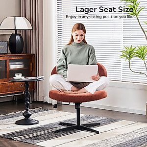 EYYTHUNG Criss Cross Chair No Wheels, Wide Armless Desk Chair Thick Padded Office Chairs Height Adjustable Swivel Accent Chair Oval Curved Deign for Office Living Room Bedroom Vanity, Beige