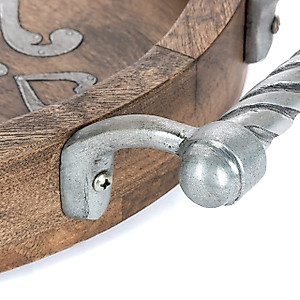 Medium 20.75-Inch Long Wood and Metal Heritage Collection Oval Tray