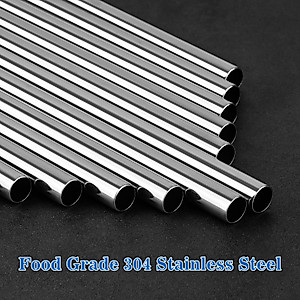 Tomorotec 40oz Straws, 14PCS Stainless Steel Replacement Straws for Stanley 40oz Adventure Quencher Travel Tumblers with Cleaning Brushes 2PCS, Food-Grade, Dishwasher Safe for Smoothies (Silver)