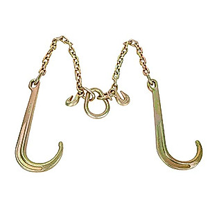 BLACKHORSE-RACING 5/16''x2' G70 J Hook Tow Chain V Bridle with Large Shank J Hooks and Grab Hooks,Flatbed Truck Trailer Safety Tow Chain 4700 lbs Working Load Limit