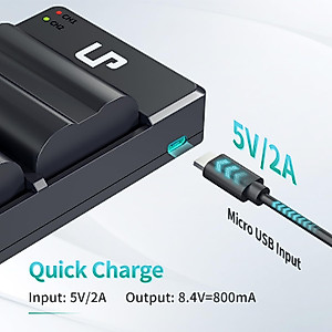 EN-EL15 EN EL15a Battery Charger Pack, LP 2-Pack Battery & Dual Slot Charger, Compatible with Nikon D7500, D7200, D7100, D7000, D850, D750, D500, D810a, D810, D800e, D800, D610, D600 & More