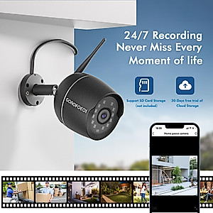 2 Pack GOAOFOEOI 1080P WiFi Full Metal Case Cameras for Home Security Outdoor Waterproof Bullet Camera Two-Way Audio, Motion Detection Alert, SD Card Cloud, Compatible with Alexa