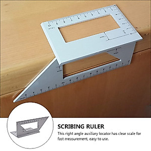 Healifty T Square Ruler Saddle Layout Square Gauge Woodworking Scribing Ruler 3D Mitre Angle 45/90 Degree Square Measuring Template Tool Aluminum Alloy Ruler for Carpenter T Square