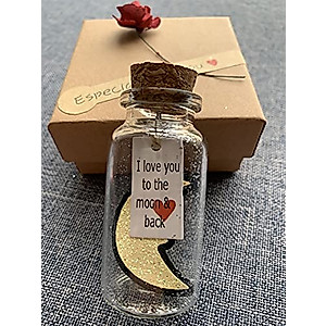 MUZRUYOU Romantic Gifts for Her or Him -I Love You to The Moon and Back - Cute Decorative Jar - Love Present for Boyfriend, Girlfriend, Husband, Wife (Moon in a Bottle)