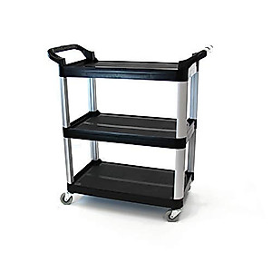 Utility Service Cart - 3 Shelf - 450 Lbs Capacity W 33" x H 38" x D 17" Black