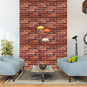 Red Faux Brick Wallpaper Peel and Stick Wallpaper 3D Brick Wallpaper 17.71in × 118in Self Adhesive Wallpaper for Fireplace Bedroom Living Room Decoration