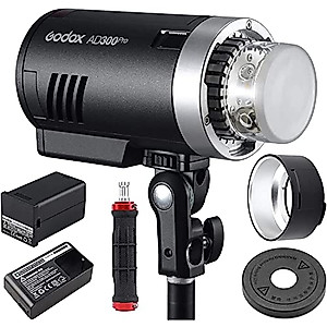 Godox Flash Strobe AD300 Pro AD300Pro Outdoor Studio Monolight 300w Photographic Lighting for Canon Sony Nikon Fuji Olympus Panasonic Camera 2.4G TTL 1/8000 HSS Flash, 0.01-1.5s Recycle Time