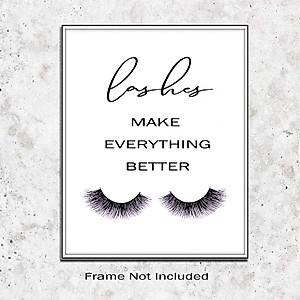Eyelashes Decor girls room decor Lashes Make Everything Better, Glamour Decor, Bedroom Wall Decor, Inspirational Print, Makeup Lashes Art 11X14 Inch Prints No Framed
