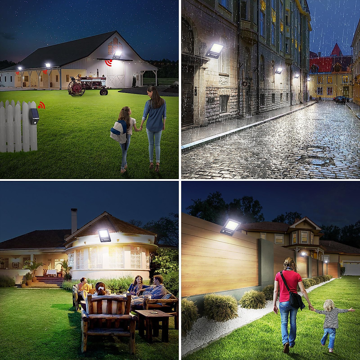intelamp Solar Flood Lights Outdoor Motion Sensor,12000mAh 2000LM Solar Powered Motion Sensor Flood Light with Remote， Dusk to Dawn Solar Lights for Outside with 16.4Ft Cable IP65 Waterproof
