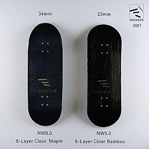 NOAHWOOD Wooden Fingerboard Complete NW8.0 360flip King of Finger Deck+ NW3.0 King Trucks Silvery +NW3.0 Black Wheels (Black Maple, 100x34mm Set)