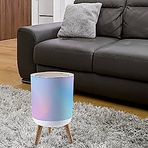 Small Trash Can with Lid Holographic Iridescent Colorful foil Abstract Beautiful Colour Pastel 7 Liter Round Garbage Can Elasticity Press Cover Lid Wastebasket for Kitchen Bathroom Office 1.8 Gallon