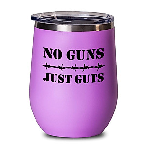 Corrections Officer Gift - Prison Guard Wine Tumbler - Correctional Officer Present - No Guns Just Guts - Wine Glass