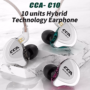 CCA C10 in Ear Monitor Headphone 10 Hybrid Drivers Wired Earbud 4BA 1DD HiFi IEM Earphones Stereo Noise Isolating Earphone with Detachable Cable for Musicians Singers Studio Audiophiles Dj PC