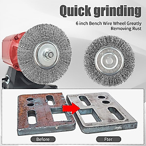 WENORA 6-Inch Wire Wheel for Bench Grinder, 0.012 Carbon Steel, Bench Grinder Wire Wheel with 1/2" & 5/8" Arbor Hole
