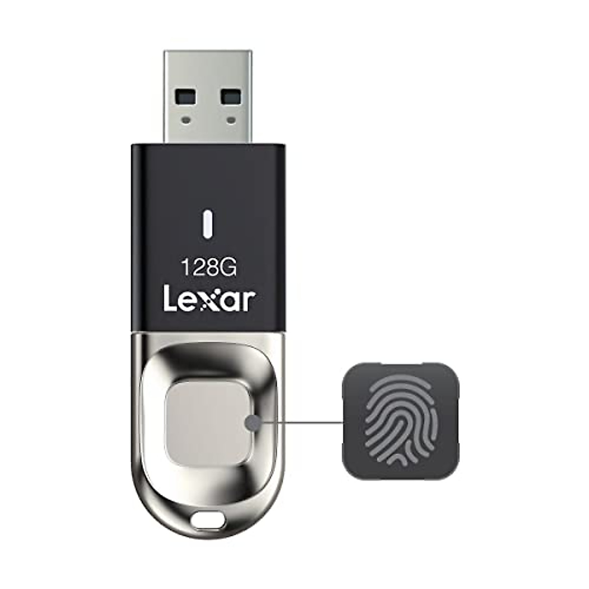 Lexar Jumpdrive Fingerprint F35 128 GB USB 3.0 Flash Drive, Black/Silver (LJDF35-128BNL)