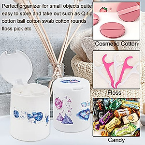 LYroo 2 Pack Qtip Holder Dispenser for Cotton Ball,Cotton Swab,Cotton Round Pads,Floss White Plastic q tip holder Jar with lids Set for Bathroom Bedroom Storage