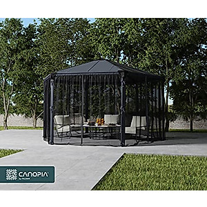 Palram - Canopia Roma/Monaco Garden Gazebo Netting Set Gray - 6 Pieces
