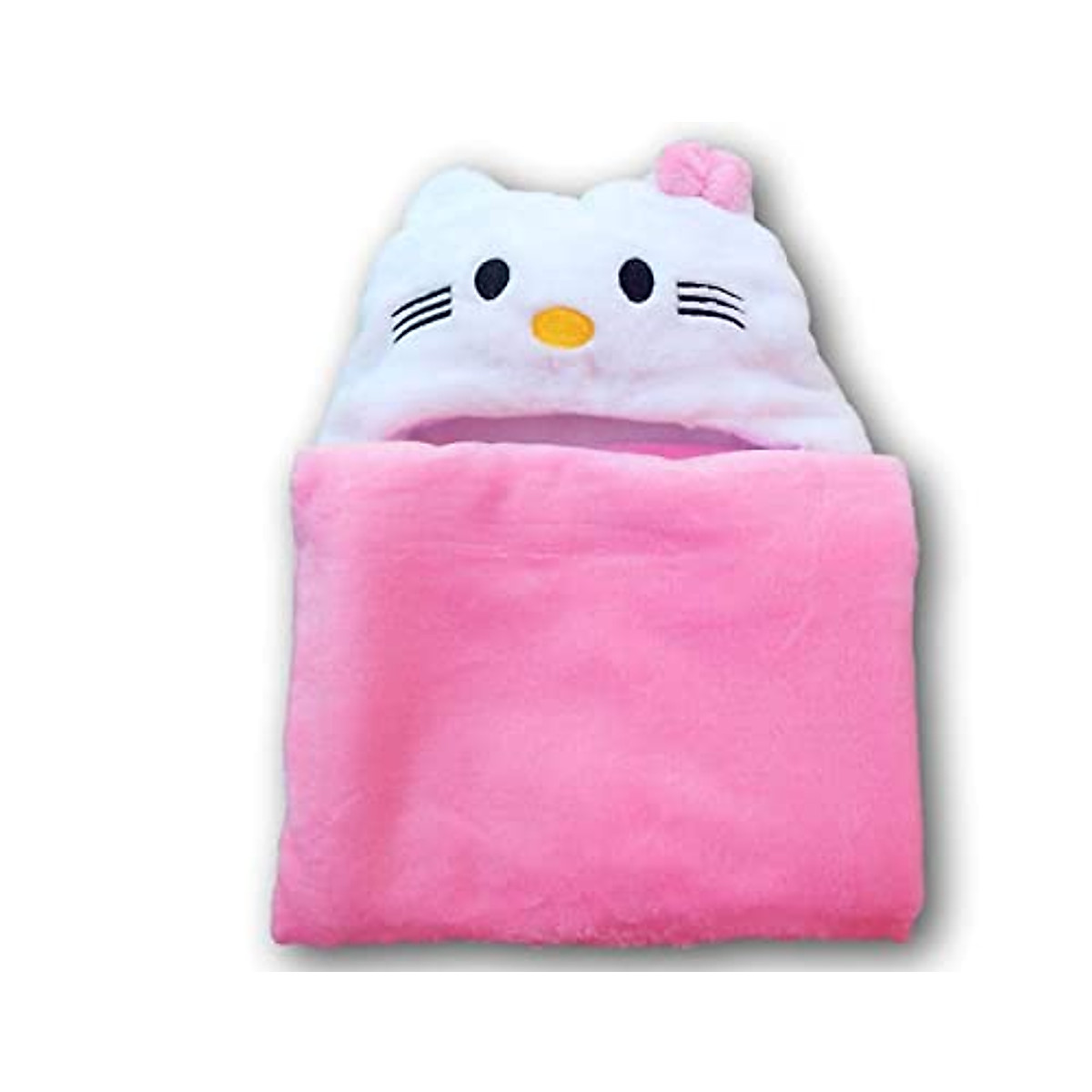 Hooded Toddler Blanket | Plush Soft Animal Baby or Infant Hoodie Blankie 36x27 + Hood (Light Pink)