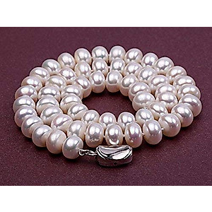 Womens Classic Small Pearl Necklace 6mm White Freshwater Pearl Necklace Choker 16"