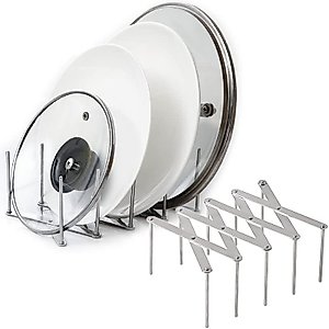 GREATLINK 1PCS Pot Lid Organizers, Dish Rack to Store Houseware, Plate Rack While Cooking, Kitchen Cabinet Pantry Pan and Pot Lid Organizer Rack Holder