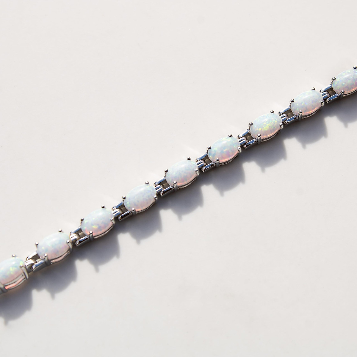 Silver Smile 925 Sterling Silver Opal Gemstone Bracelets Gift for Women Mom Wife and Girls|Attractive Tennis Bracelet in 7.25" Length with Secure Lock |Comes in a Suede Pouch