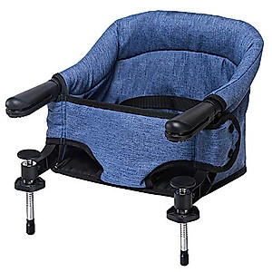 Hook On Chair, Fast Table Chair, Fold-Flat Storage Portable Baby Feeding Seat, Clip on Table High Chair, Removable Seat for Home and Travel (Blue)