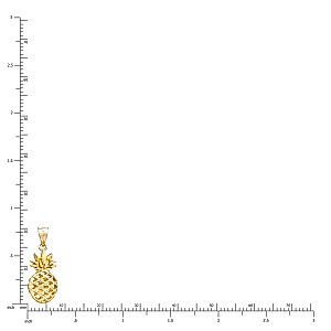 Honolulu Jewelry Company 14K Real Solid Yellow Gold Pineapple Tropical Necklace Pendant