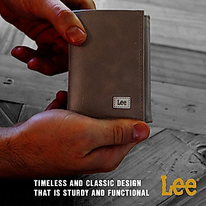 Lee Men’s Trifold Wallet Slim Casual Everyday Minimalist Cash and Card Holder with ID Window (Brown)
