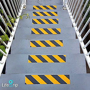 LifeGrip Anti Slip Traction Tape, 4 Inch x 30 Foot, Best Grip, Friction, Abrasive Adhesive for Stairs, Tread Step, Indoor, Outdoor, Caution Yellow/Black
