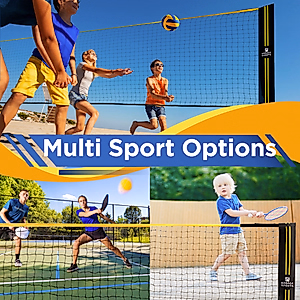 Kasaca 17 Feet Portable Multipurpose Net for Casual Use Beach Paddle Game Beach Volley Ball Net Set Casual Pickleball Net Portable Outdoor Badminton Net for Driveway Indoor Ball Game Nets