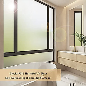 LONGYONG Window Privacy Film Frosted Glass Static Cling Window Film Non-Adhesive Frosted Window Film for Bathroom Home Office 23.6x118 Inches Pure