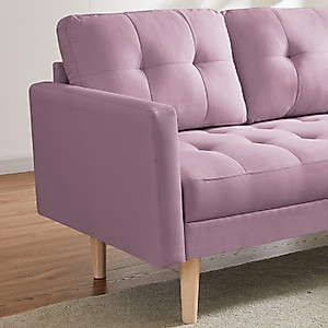 oaaktu 81" Sectional Sleeper Sofa，4 Seat U-Shaped Sofa Couch with Linen Fabric and Double Chaises, Modern Living Room Furniture Sets for Apartment (Pink)