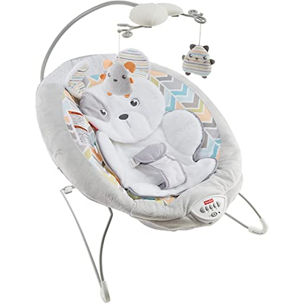 Fisher-Price Sweet Snugapuppy Deluxe Bouncer, portable bouncing baby seat with overhead mobile, music, and calming vibrations [Amazon Exclusive]