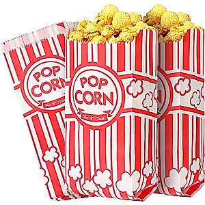 300 Pieces Paper Popcorn Bags 1 Oz Popcorn Container Red and White Concession Stand Supplies Movie Theme Party Supplies Popcorn Holder
