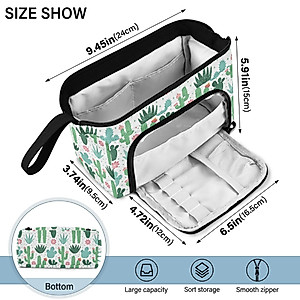 Vozoza Cactus Succulent Floral Pen Bag Big Capacity Pencil Case with Zipper Pencil Pouch Pen Cases Organizer for Adults