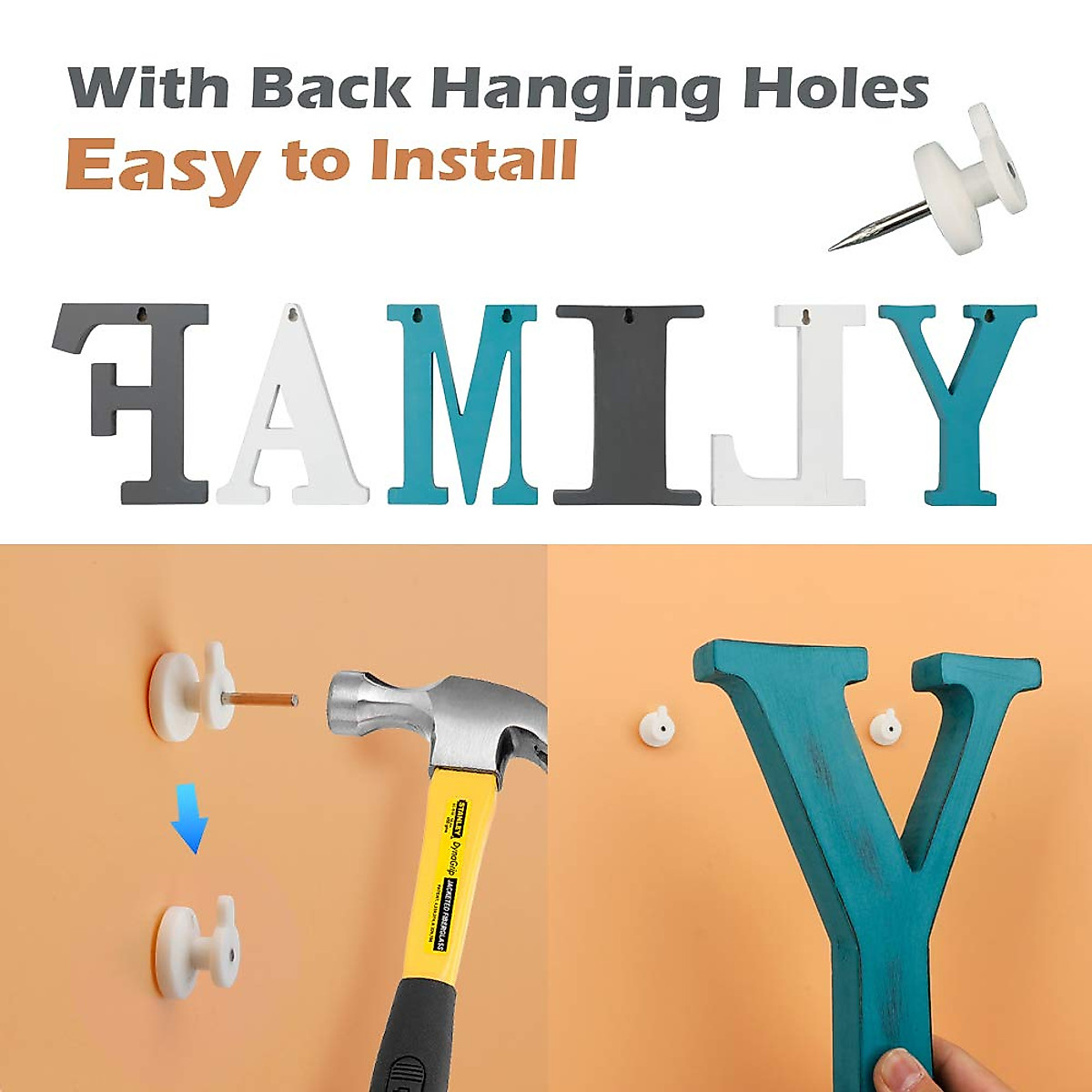 Solution4Patio Wooden Love Decorative Signs with Back Hanging Holes, Freestanding Cutout Words Table Centerpiece, Rustic Letters for Living Room, Home Decor #D306A00