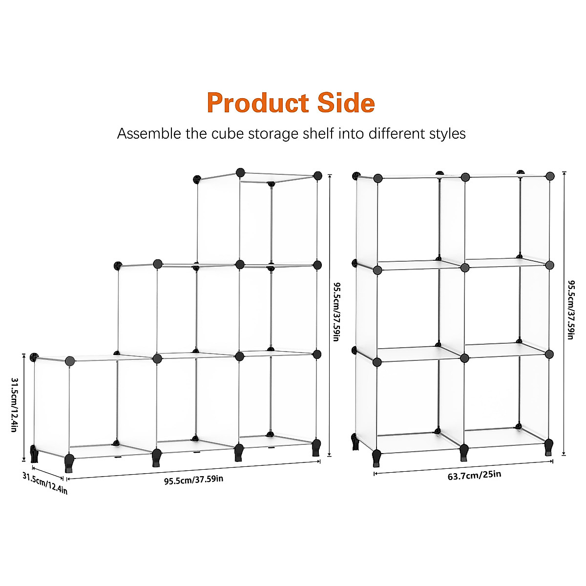 Closet Organizers and Storage 162L Closet Organizer 6 Cube Closet Shelves with Hook for Handing Storage Shelves for Storage Bins for Closet Storage