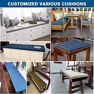 SXROMDA Customize Bench Cushion, Furniture Cushion, High Density Memory Foam, Linen Washable, Non-Slip Bench Pad for Shoe Bench Rack, Window, Piano, Dining (Custom Size, Dark Coffee)