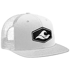 Joe's USA Koloa Surf Hexagon Patch Logo MESH Snapback Hat-WhiteWhite/p