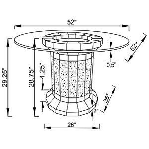 MAKLAINE Contemporary Cylinder Pedestal Glass Top Dining Table in Mirror