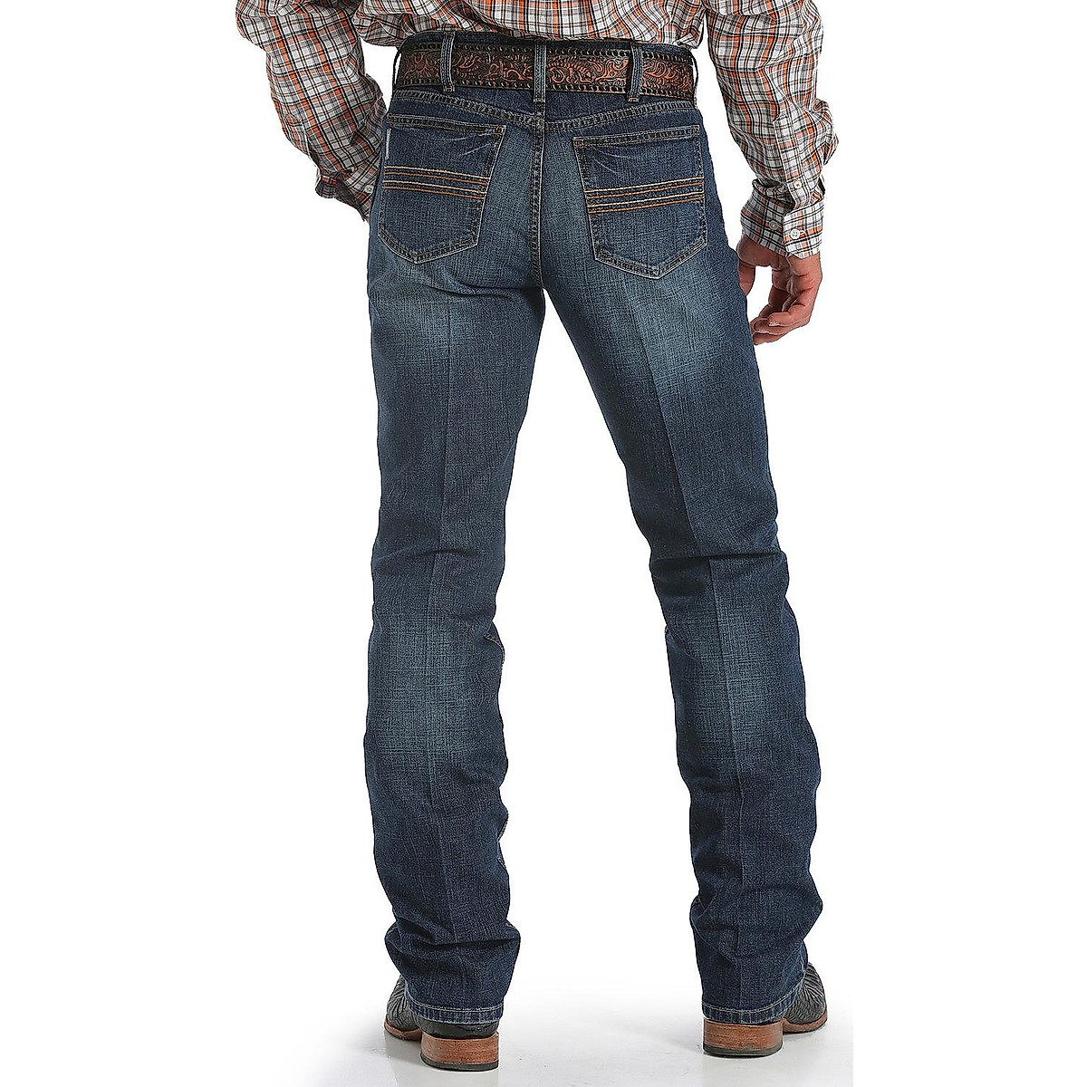 Cinch Men's Silver Label Slim Fit Jean, Performance Dark Stonewash, 30W x 36L