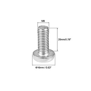 uxcell M8x20mm Machine Screws Pan Phillips Cross Head Screw 304 Stainless Steel Fasteners Bolts 5Pcs