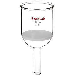 StonyLab Borosilicate Glass Buchner Filtering Funnel with Coarse Frit(G1), 94mm Inner-Diameter, 100mm Depth(500ml)