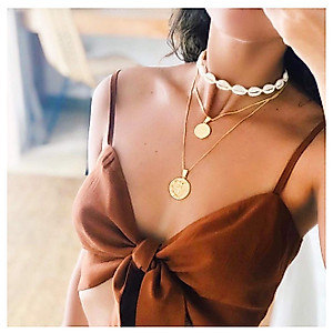 CENAPOG Cowrie Shell Choker Necklace for Women Puka Shell Necklace Corded Seashell Necklace Hawaiian Beach Jewelry